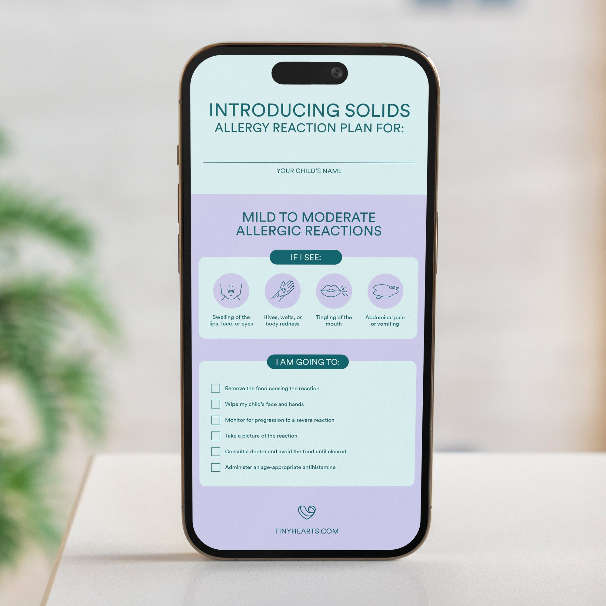 Introducing solids: Food reaction plan – Tiny Hearts